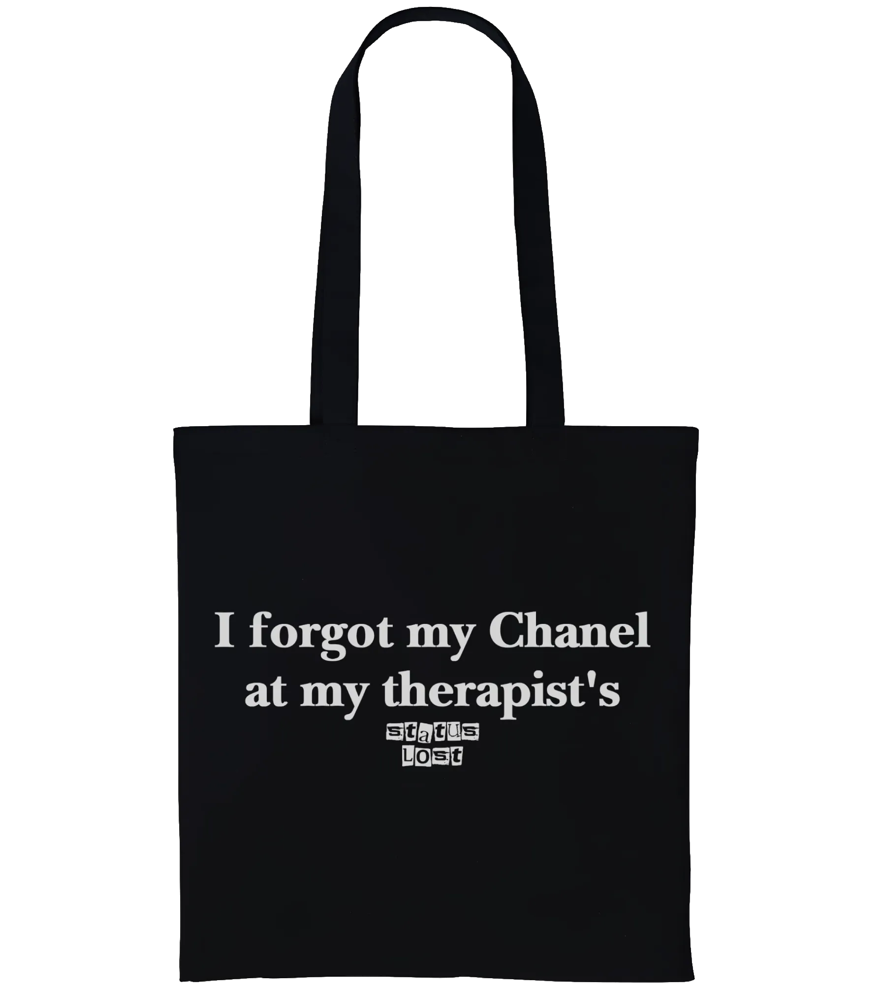 "I FORGOT MY CHANEL AT MY THERAPIST'S" Tote Bag – Status Lost